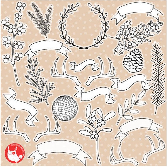 Christmas wreath stamp commercial use, vector graphics, digital stamp ...