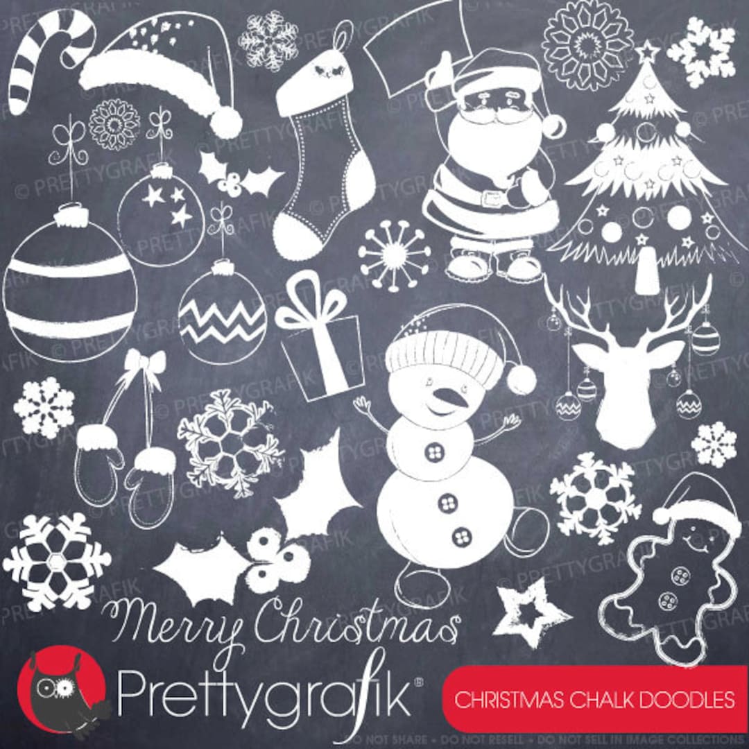Christmas Chalk Doodles Clipart Commercial Use, Vector Graphics ...