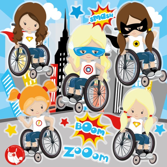 Superhero Girl on wheelchair, clipart, clipart commercial use, vector ...