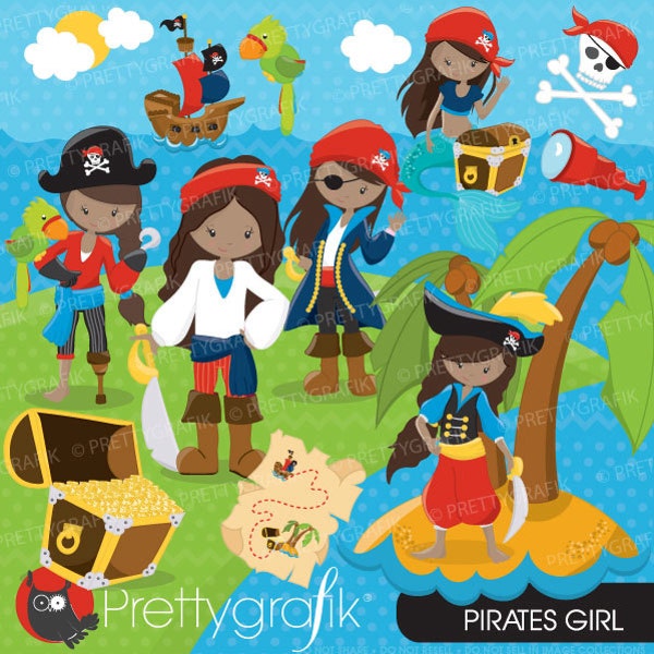 Pirate Girl Clip Art - Etsy