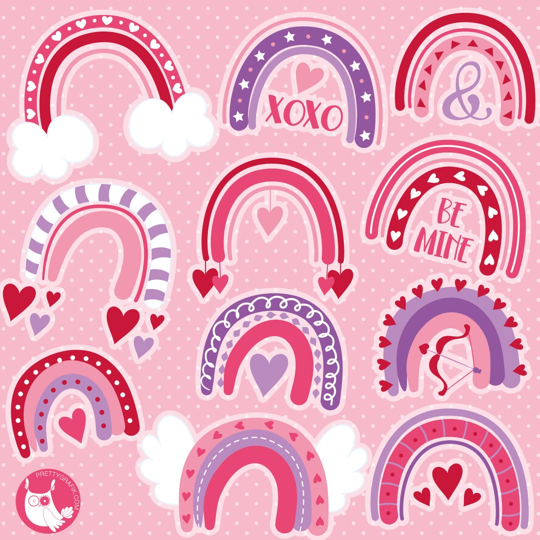 Valentine Rainbow, Clipart, Clipart Commercial Use, Vector Graphics ...