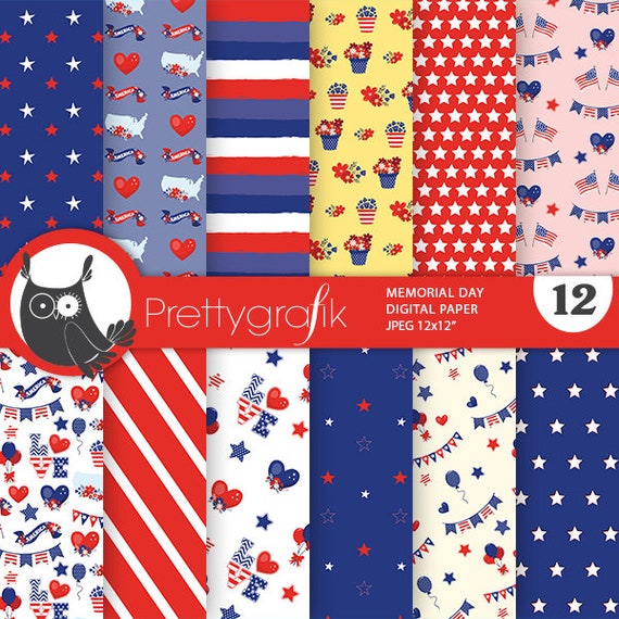 Memorial Day, patterns, commercial use, scrapbook papers, background ...