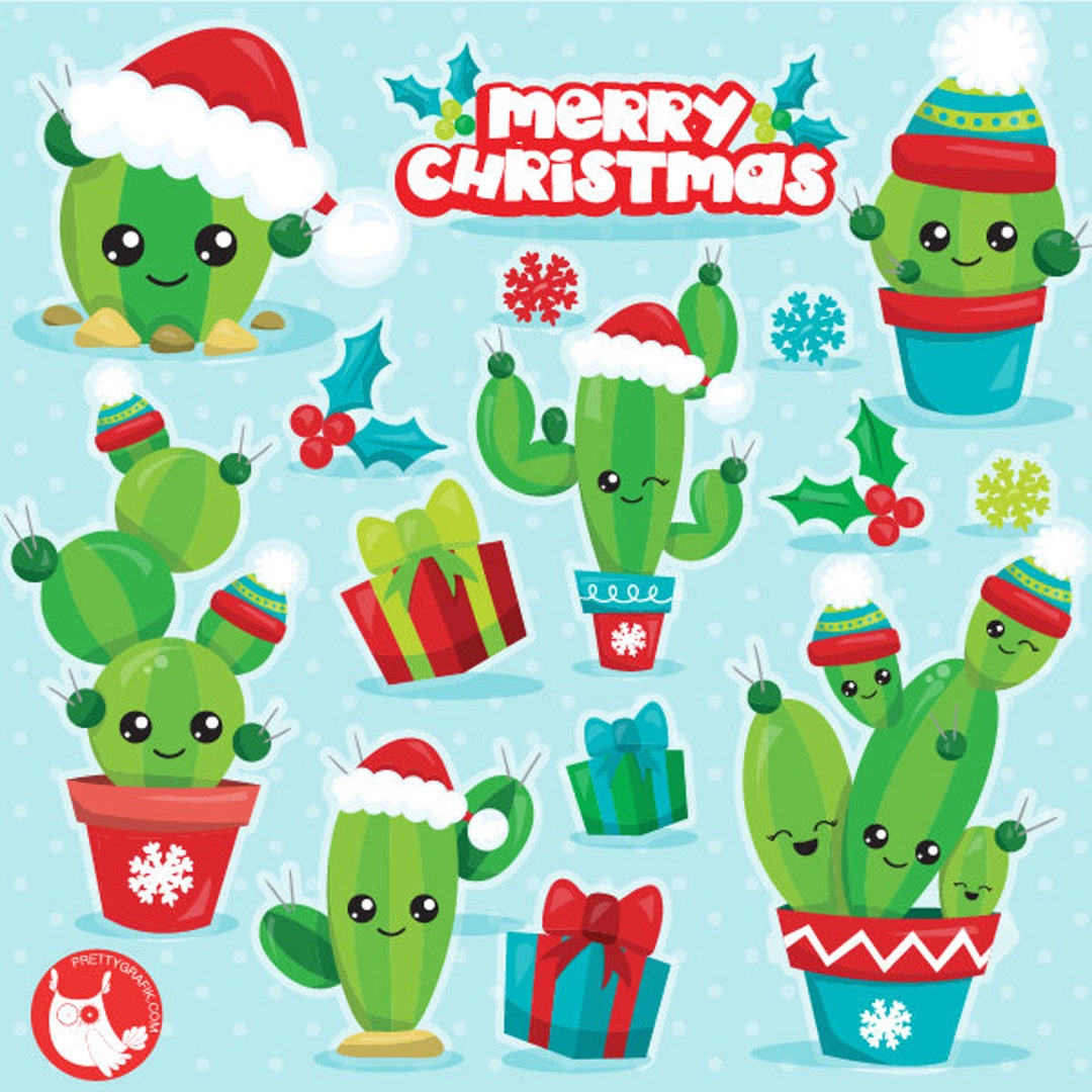 Christmas Cactus Clipart Commercial Use, Christmas Clipart, Vector ...