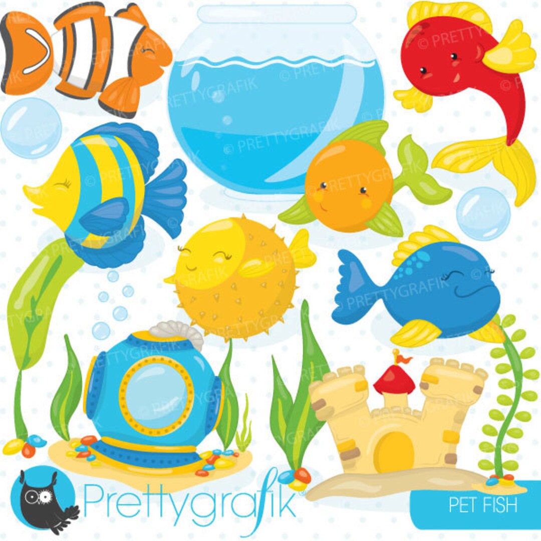 Fish Bowl Clipart Commercial Use, Pet Fish Vector Graphics, Digital ...