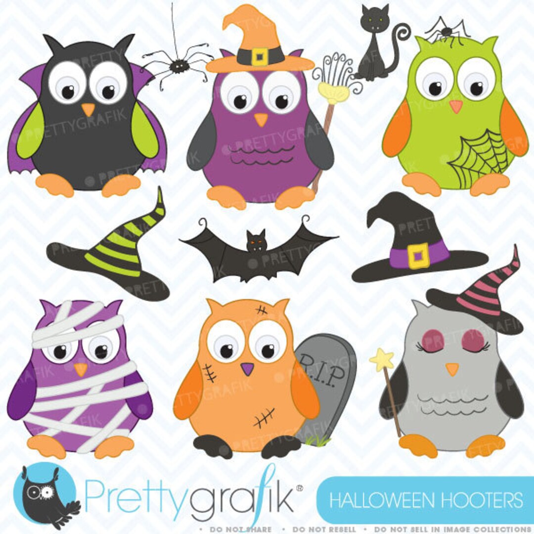 Halloween Owls Clipart Commercial Use Vector Graphics - Etsy