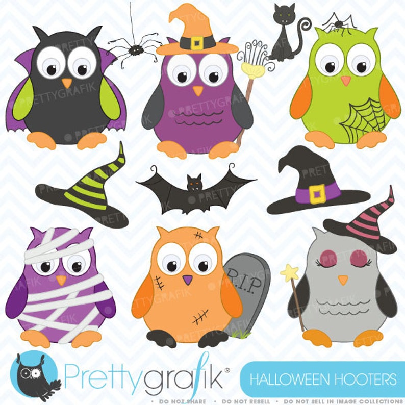 Halloween Owls Clipart Commercial Use Vector Graphics - Etsy