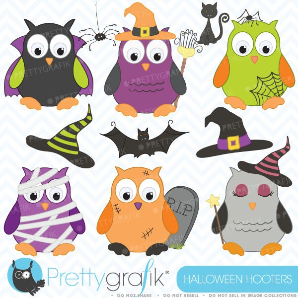 Halloween owls clipart commercial use vector graphics | Etsy