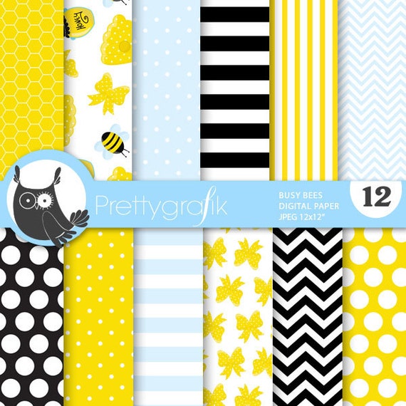 Honey bee digital patterns, commercial use, scrapbook papers ...