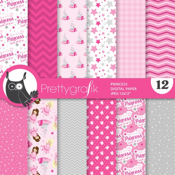 Princess Digital Paper Commercial Use Fairytale Scrapbook - Etsy