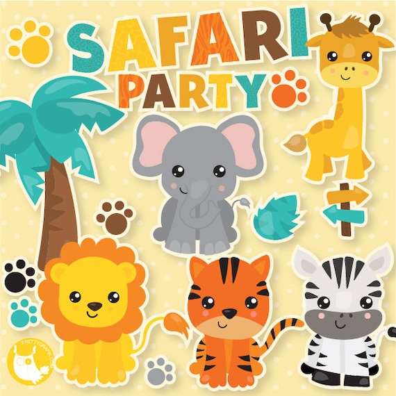 Safari party clipart commercial use, vector graphics, digital clip art ...