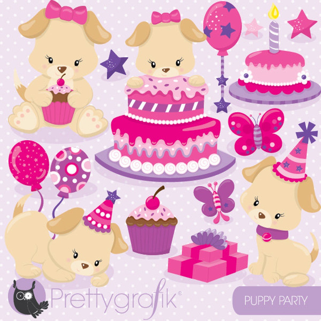 Puppy Birthday Clipart, Clipart Commercial Use, Vector Graphics ...
