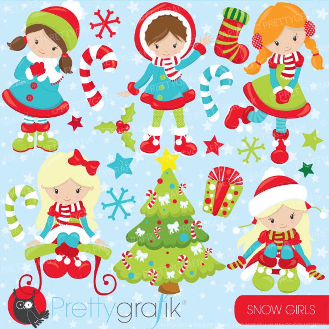 Christmas Girls Clipart Commercial Use, Christmas Kids, Girls Vector ...