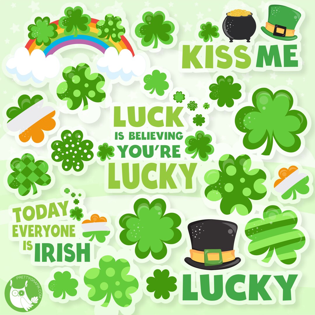 St-patrick's Lucky Shamrocks Clipart Commercial Use, Vector Graphics ...
