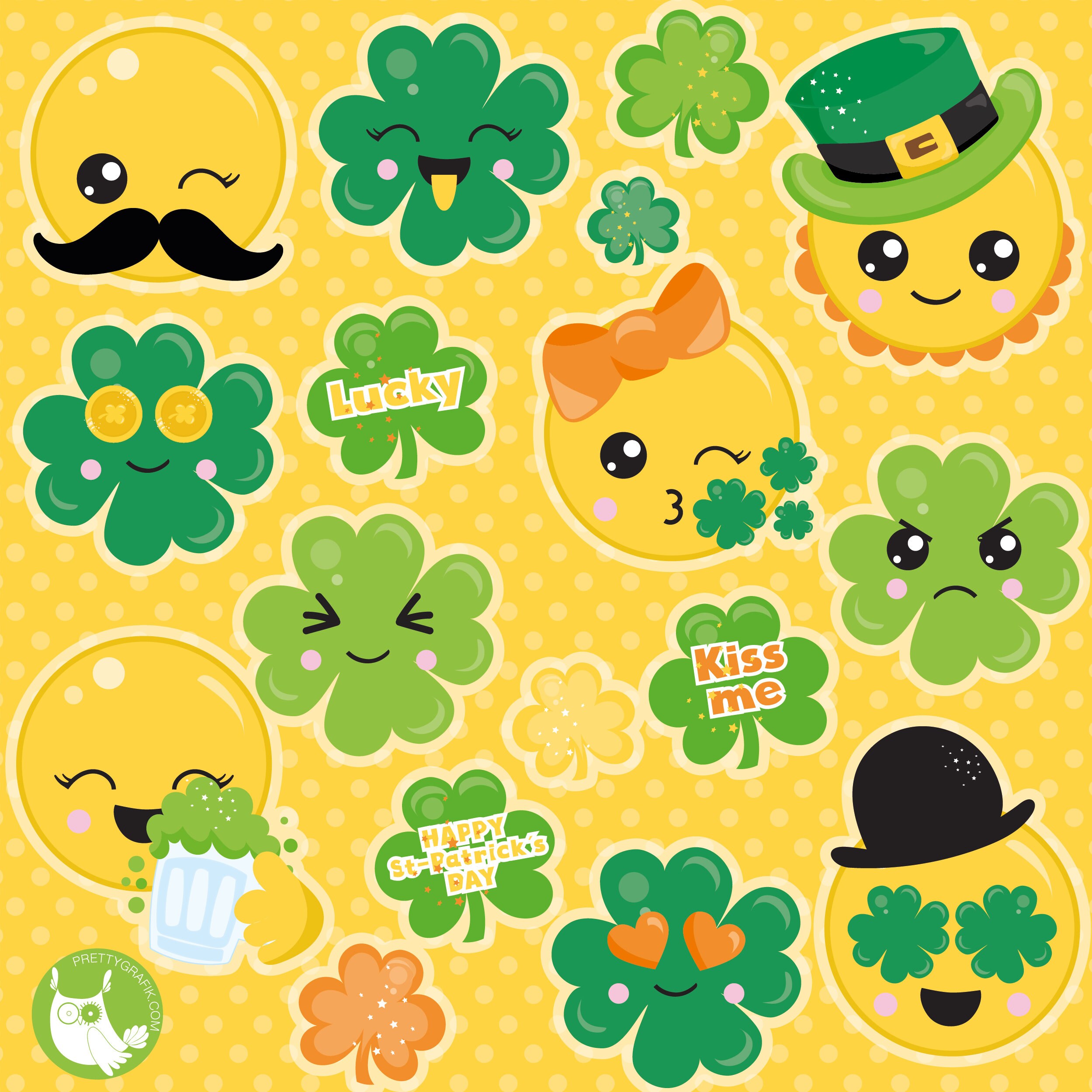 St Patrick Emojis clipart clipart commercial use vector | Etsy