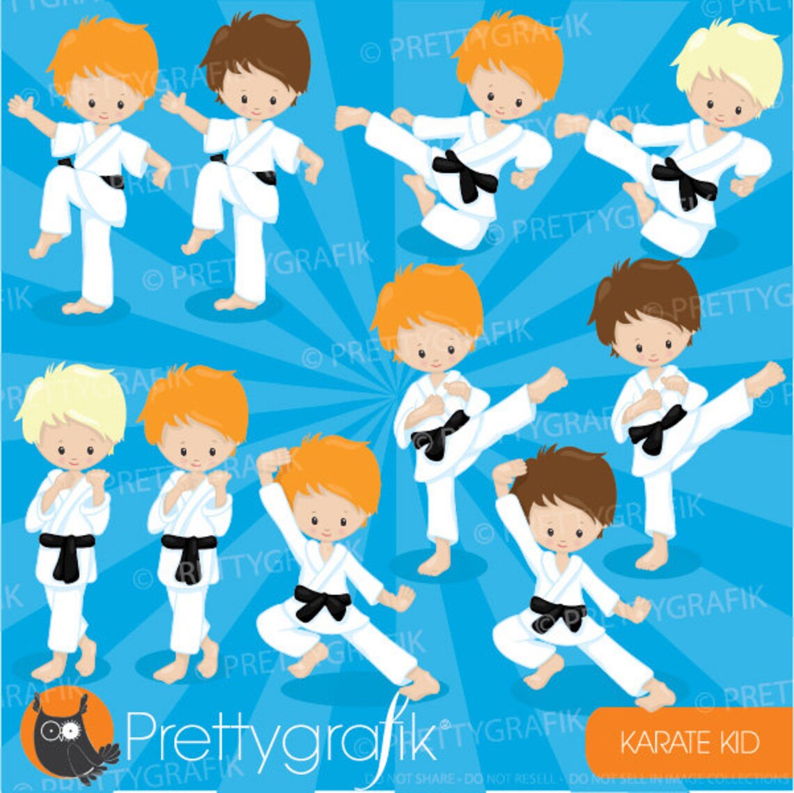 Karate Kid Clipart Commercial Use Baby Hero Vector Graphics - Etsy