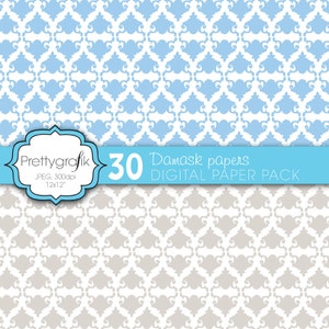 Damask Digital Paper, Commercial Use, Scrapbook Patterns, Background ...