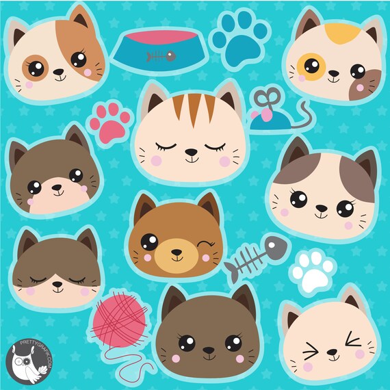 Cats Clipart Commercial Use Vector Graphics Digital Clip - Etsy
