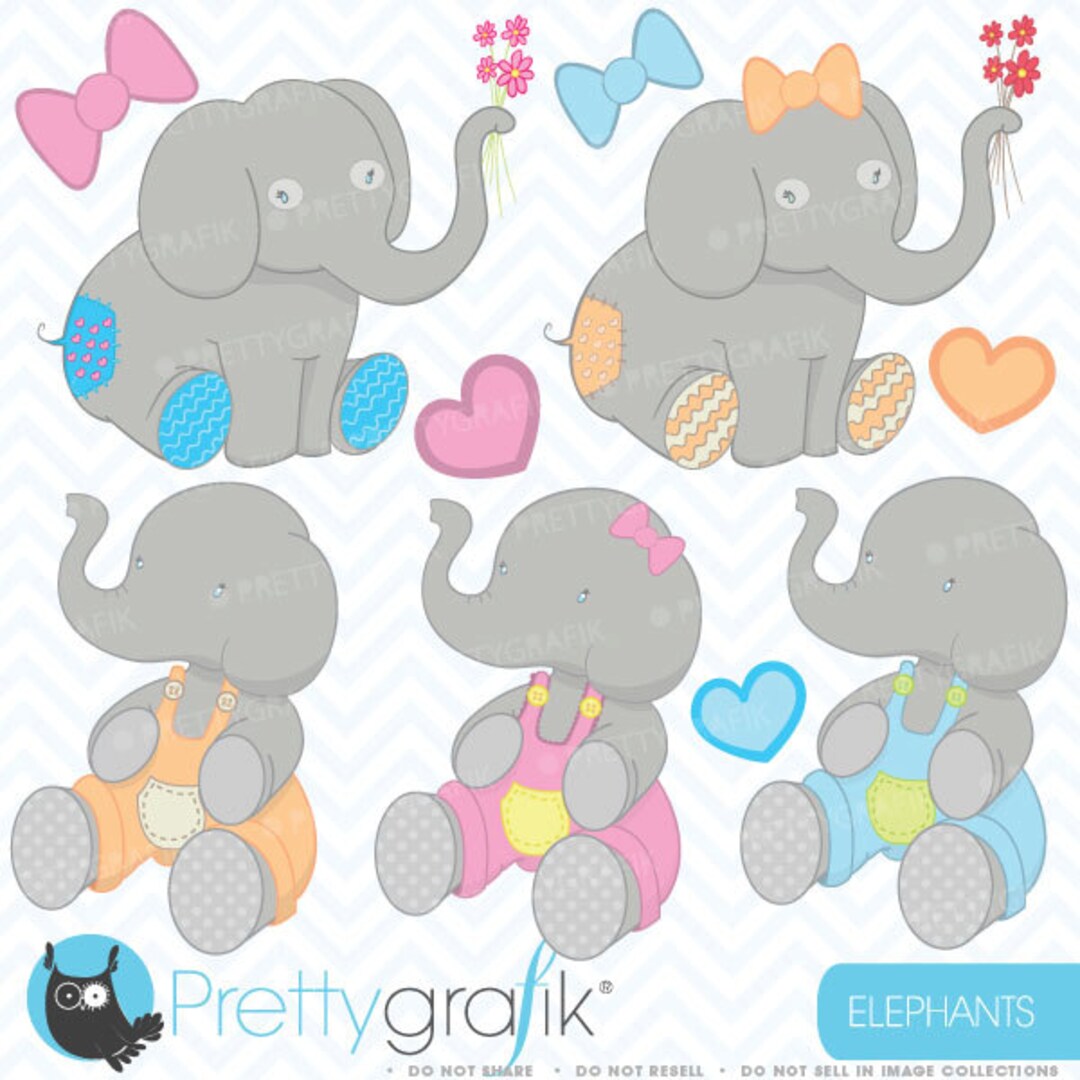 Elephant Clipart Commercial Use Vector Graphics Digital Clip - Etsy