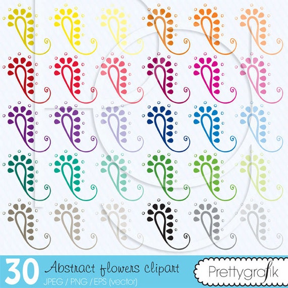 30 flower abstract clipart commercial use, vector graphics, digital ...