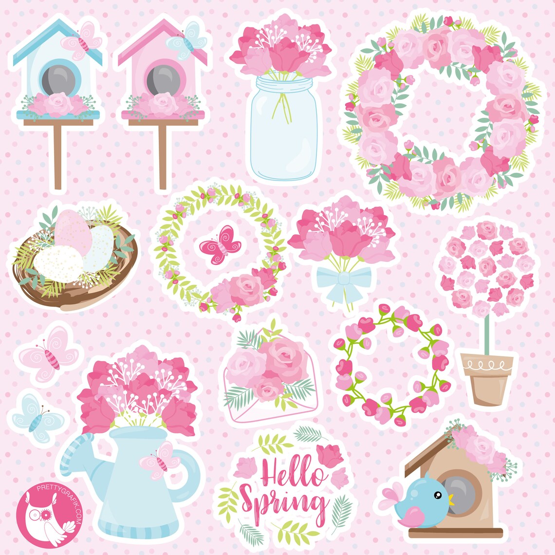 Spring Floral Clipart Clipart Commercial Use Vector | Etsy