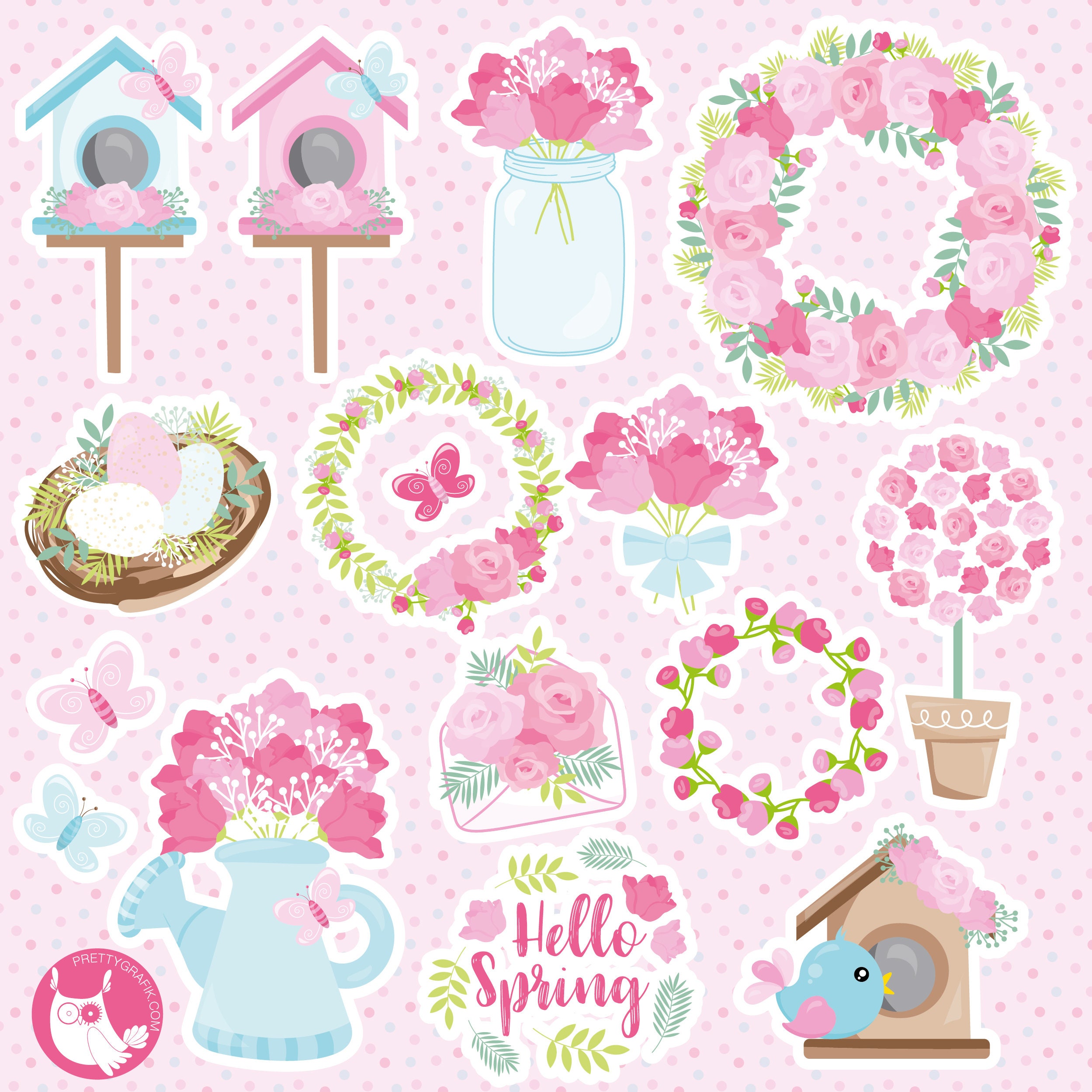 Spring Floral Clipart Clipart Commercial Use Vector - Etsy Canada