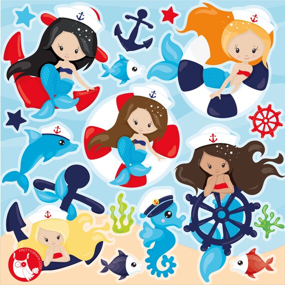 Mermaid Sailor, clipart, clipart commercial use, vector graphics, clip ...