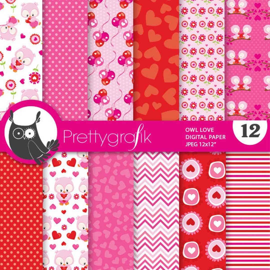 Valentine Owls Patterns, Valentine Owls Commercial Use, Owls Scrapbook ...