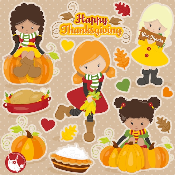 Thanksgiving Girls, clipart, clipart commercial use, vector graphics ...
