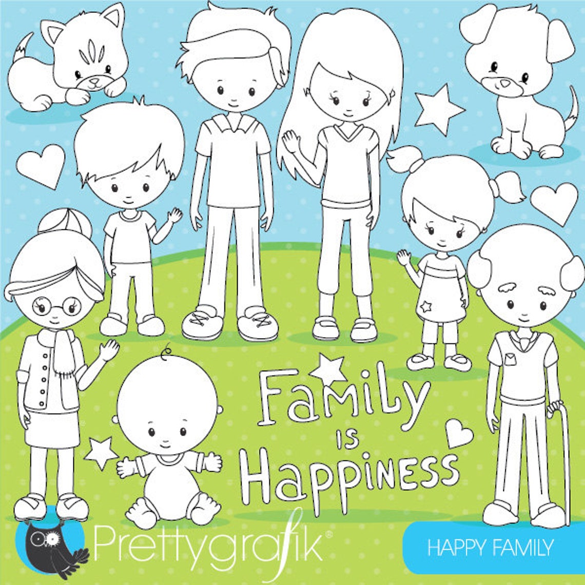 Happy Family Clipart Commercial Use Sailor Graphics Digital - Etsy