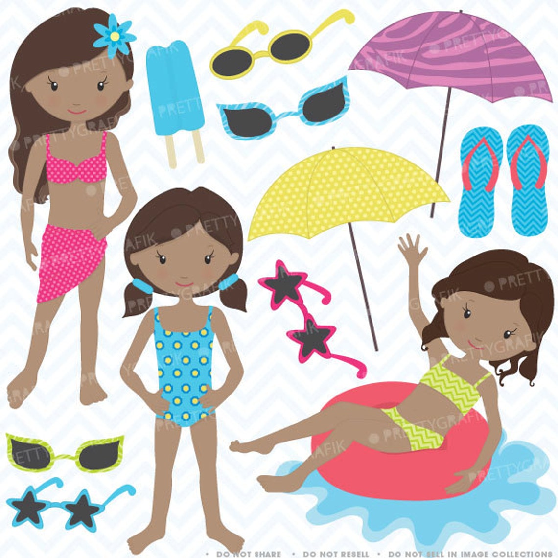 Pool Party Clipart Commercial Use Vector Graphics Digital - Etsy