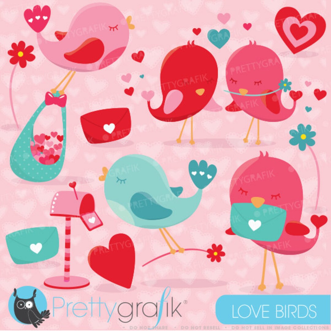 Valentine Birds Clipart Commercial Use, Valentine Vector Graphics ...