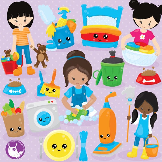 Chore Girls, clipart, clipart commercial use, vector graphics, clip art ...