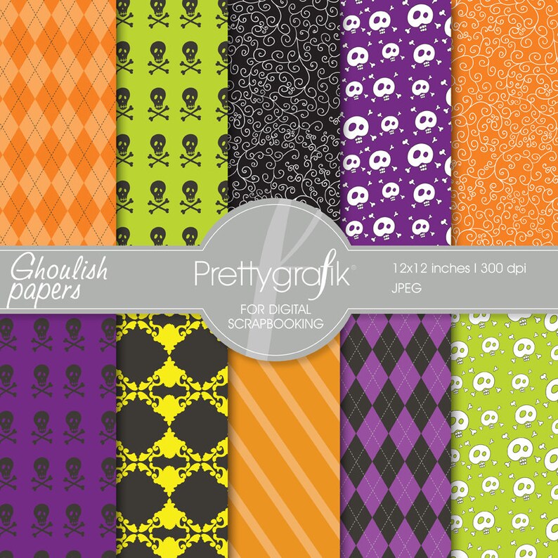Halloween Digital Paper Commercial Use Scrapbook Papers - Etsy