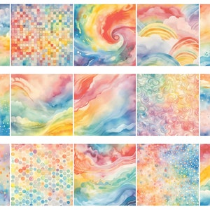72 Rainbow Background Papers Bundle, Graphics, Printable, Commercial ...