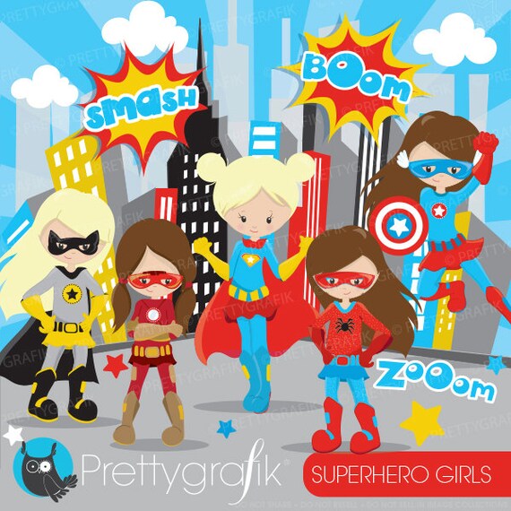 Superhero Girls Clipart Commercial Use Superhero Kids Vector - Etsy