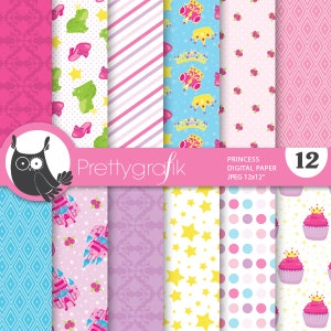 Princess Digital Paper, Commercial Use, Scrapbook Patterns, Background ...