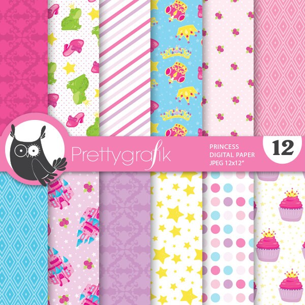 Princess Digital Paper Commercial Use Scrapbook Patterns - Etsy