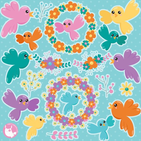 Spring birds clipart, clipart commercial use, vector graphics, digital ...