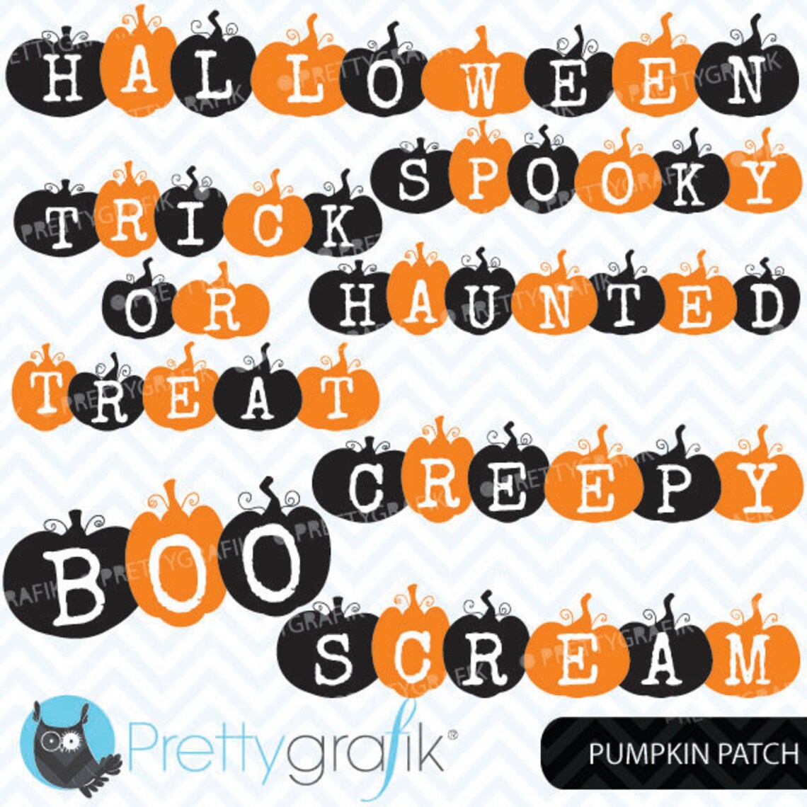 Pumpkin Halloween Words Clipart Commercial Use Vector - Etsy