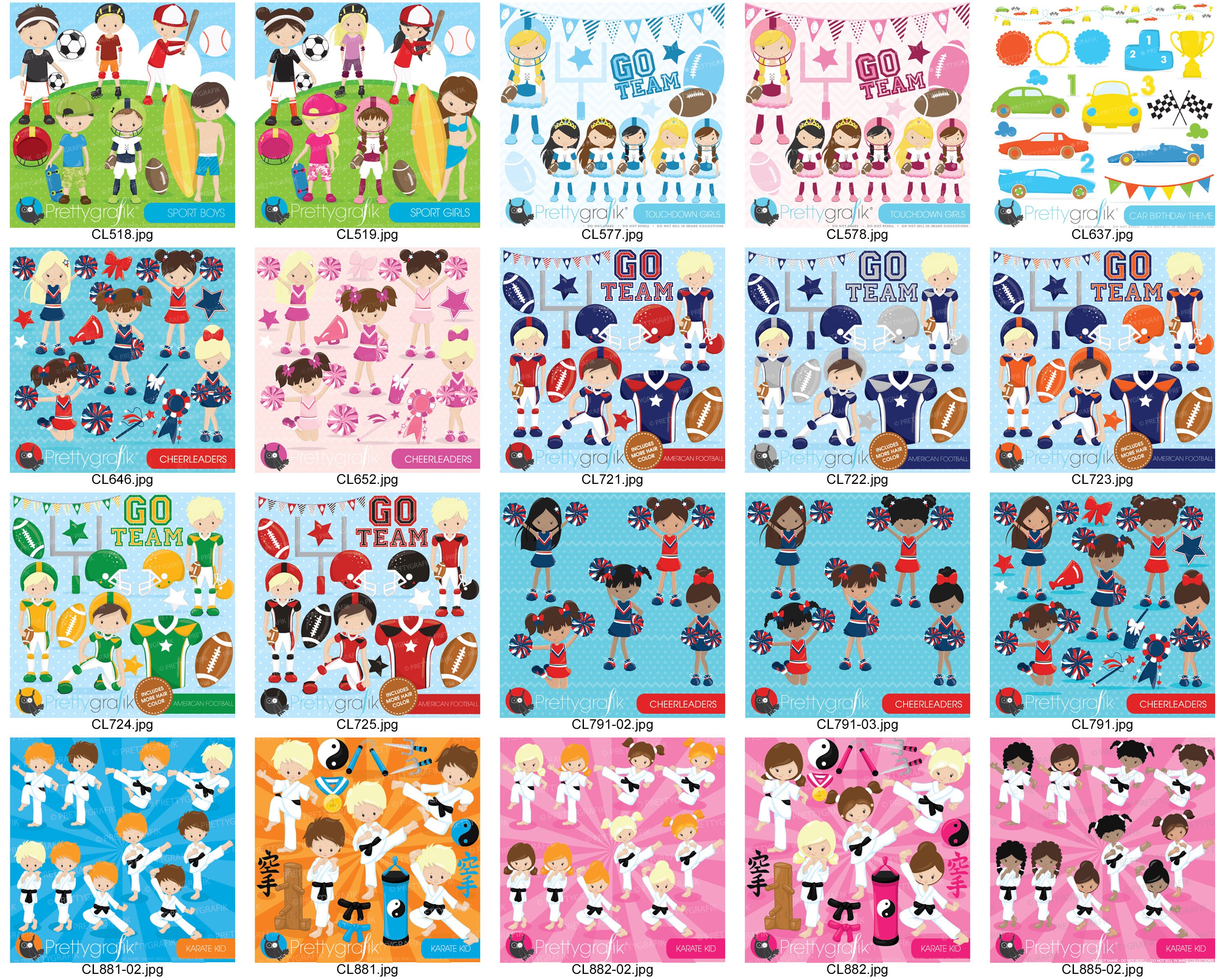 Sports BUNDLE Graphic Set Clipart Commercial Use Fantasy - Etsy