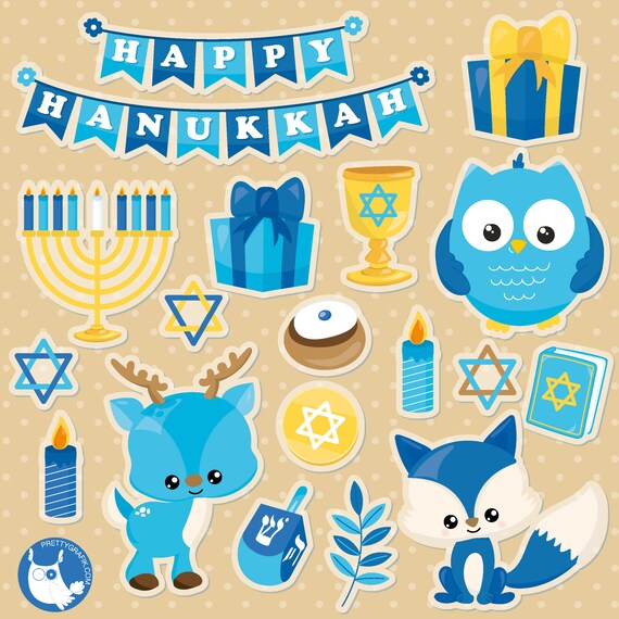 Happy Hanukkah Clipart Clipart Commercial Use Vector | Etsy