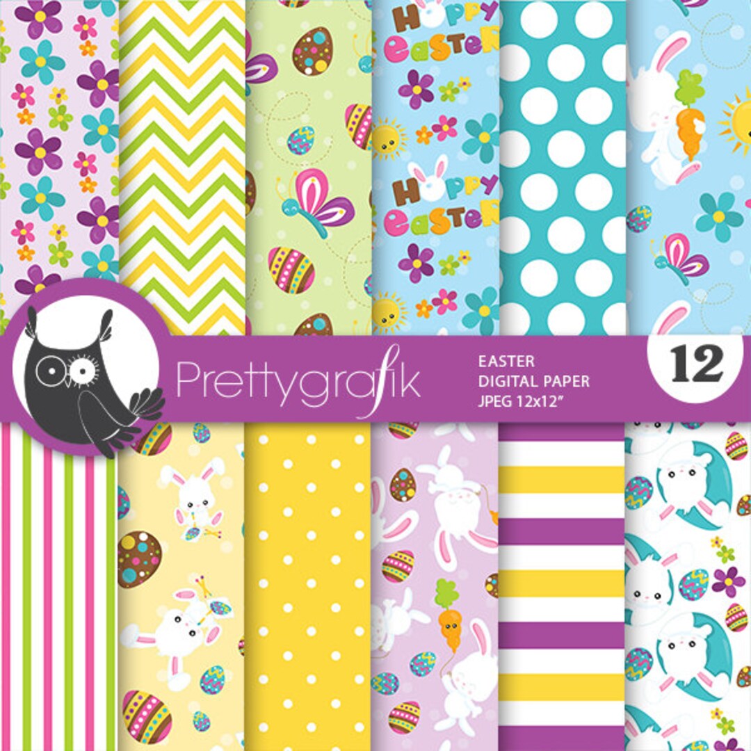 Easter Digital Paper, Commercial Use, Easter Scrapbook Patterns, Easter ...