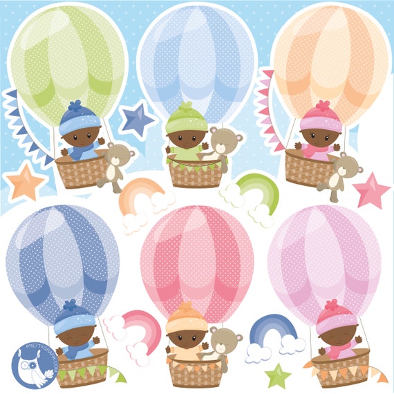 Baby in a hot air balloon, clipart, clipart commercial use, vector ...