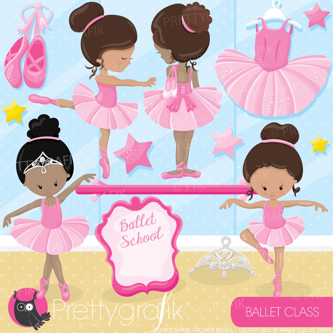 Ballerina Ballet Class Clipart Commercial Use Vector - Etsy