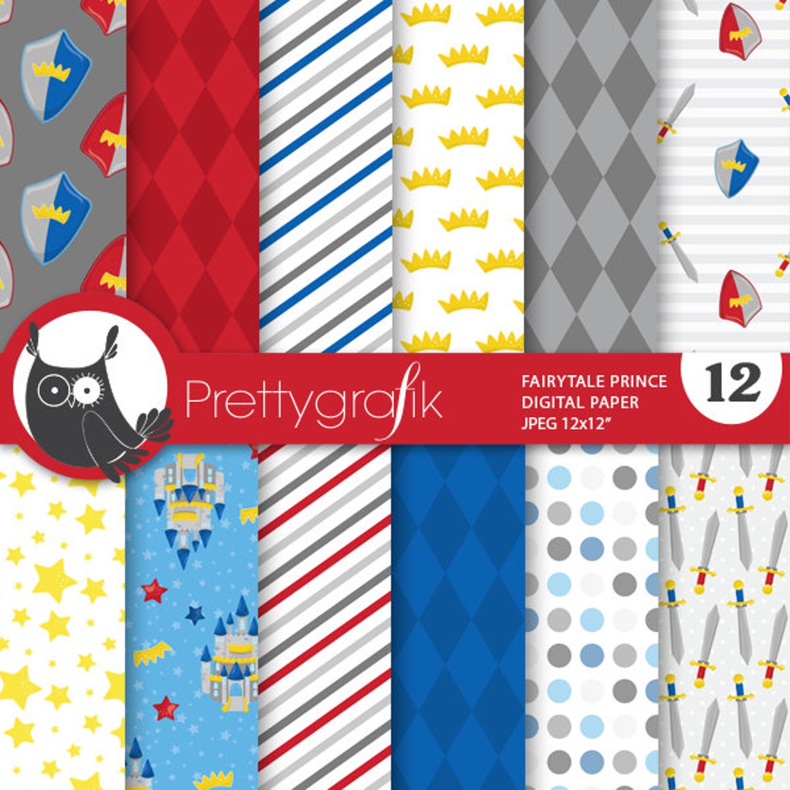 Fairytale Prince Digital Paper Commercial Use Scrapbook - Etsy