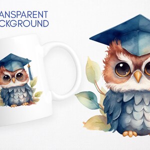 Graduation Owls Clipart Watercolor Png Graphics Printable - Etsy