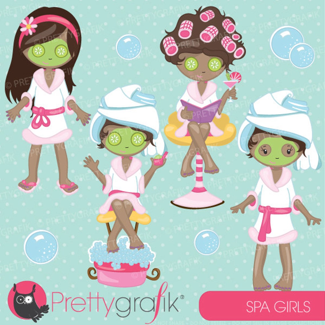 Spa Girls Party Clipart for Scrapbooking Commercial Use - Etsy
