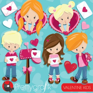 Valentine Clipart Kids Commercial Use, Valentine Kids Clipart, Vector ...