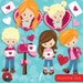 Valentine Clipart Kids Commercial Use, Valentine Kids Clipart, Vector ...