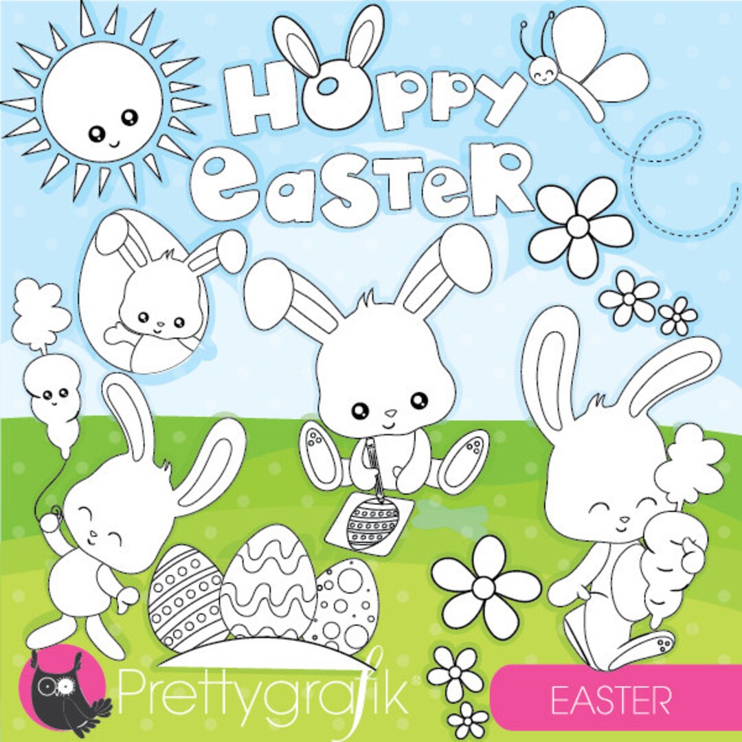 Easter Stamps, Easter Bunny Stamps Commercial Use, Vector Graphics ...